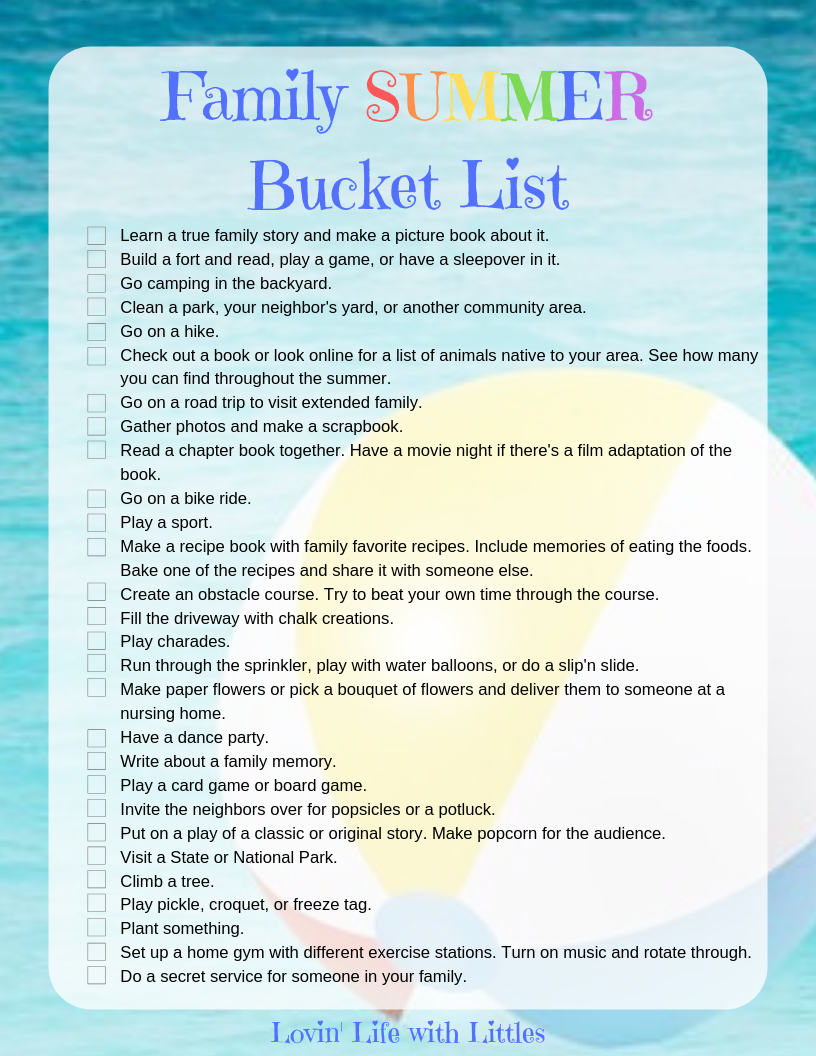 Summer Bucket List For Families